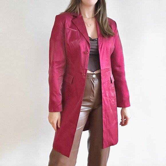Vintage | Jackets & Coats | Y2k Magenta Shimmer Trench | Poshmark